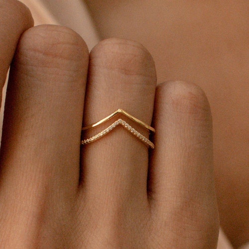 Curve Ring Set by Caitlynminimalist Set of 2: Diamond | Etsy