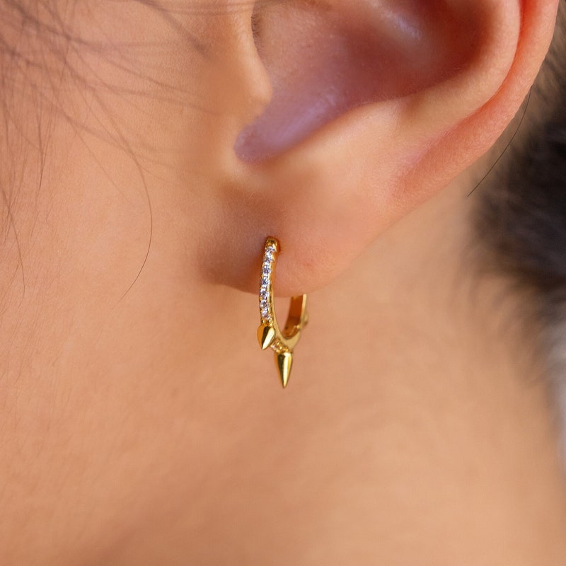 Gold Spike Diamond Earrings - Etsy