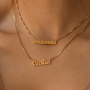 Two Layer Name Necklace in Box Chain by Caitlynminimalist • Custom ...