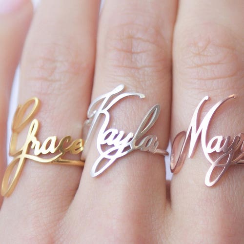 Custom Name Ring Children Name Ring Sterling Silver Ring | Etsy