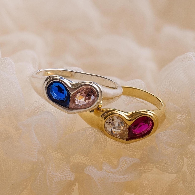 Custom Gem Heart Ring - Etsy