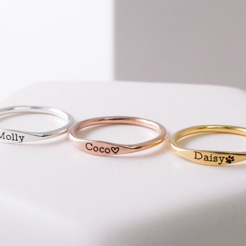 Custom Name Ring Personalized Stacking Ring Skinny - Etsy