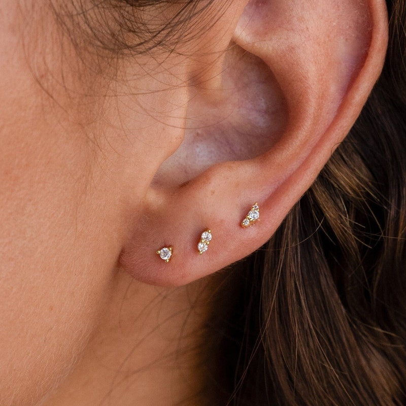 Mini Diamond Flatback Studs - Etsy