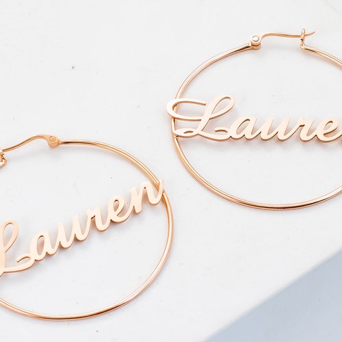 Name Hoop Earrings Silver Hoops Gold Hoop Earrings | Etsy