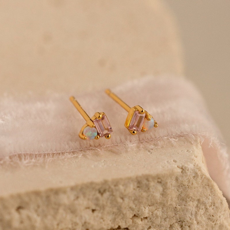 Pink Opal Studs for Kids - Etsy