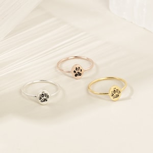 Custom Paw Print Ring • Your Actual Pet Print Ring • Engraved ...