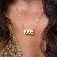 Personalized Two Number Necklace,birth Year Necklace,old English Number ...