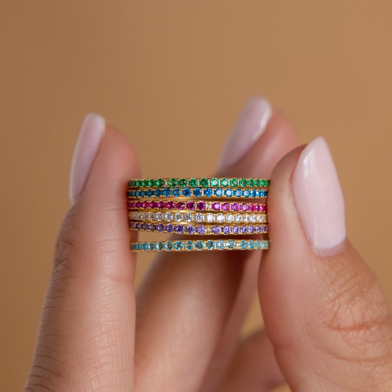 Stackable Birthstone Rings - Etsy