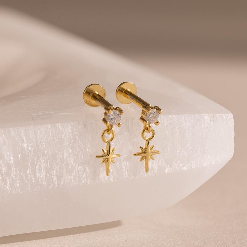 Star Drop Titanium Earrings - Etsy