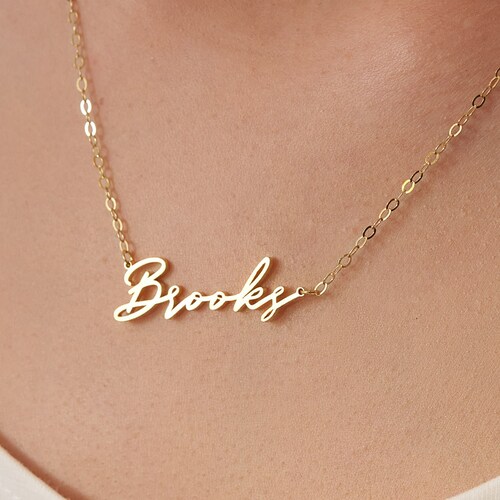 Dainty Script Name Necklace in Sterling Silver Gold and Rose | Etsy