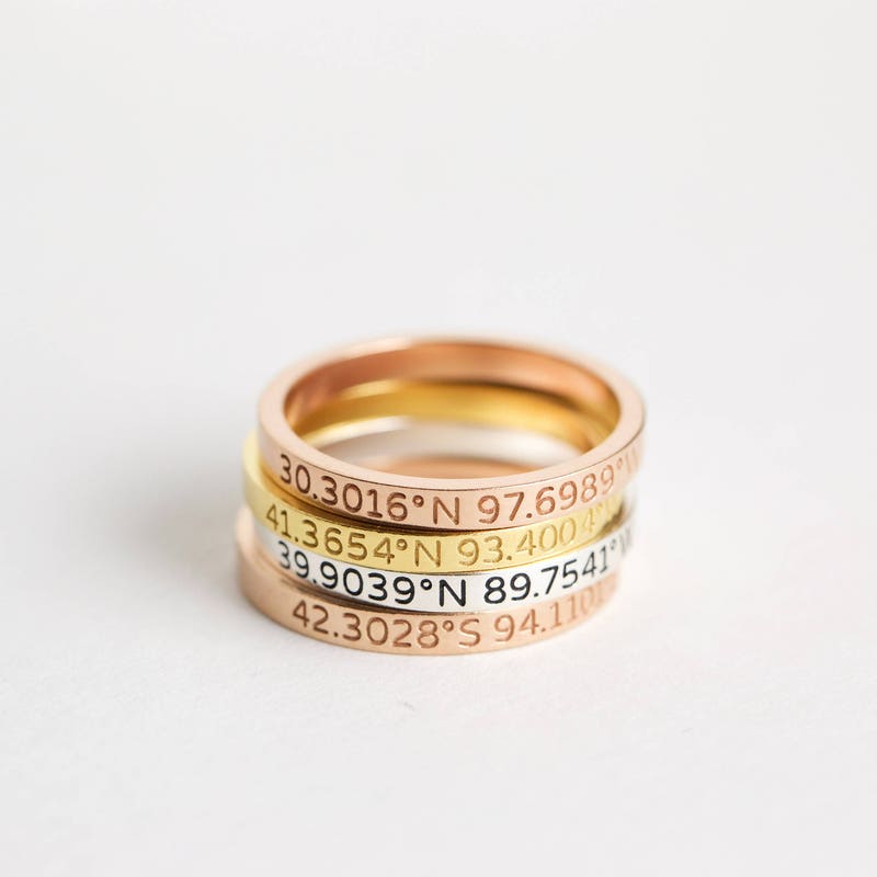 Coordinates Ring - Etsy