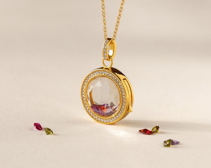 Pave Locket Necklace by Caitlyn Minimalist • Pave Diamond Circle Charm ...