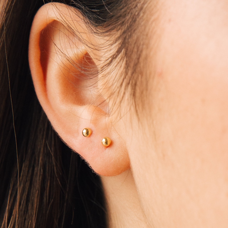 Gold Mini Ball Earrings - Etsy