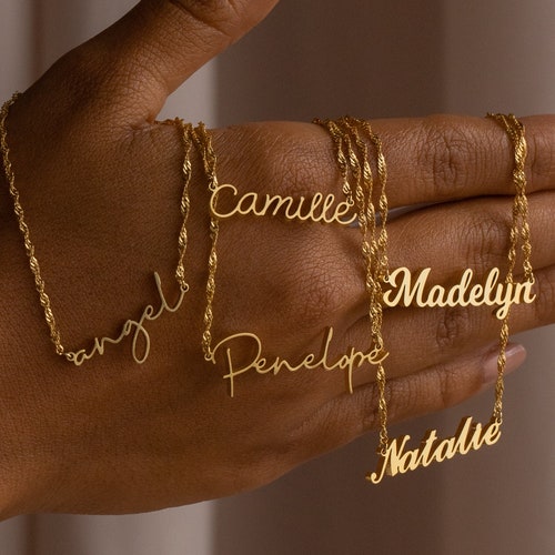 Twist Chain Name Necklace by Caitlyn Minimalist Personalized - Etsy
