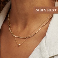 Layered Sterling Silver Chain Necklace, Delicate, Multi Strand Three ...