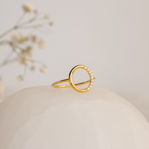 Pave Open Circle Ring by Caitlynminimalist • Gold Karma Ring • Geometric Minimalist Ring ...