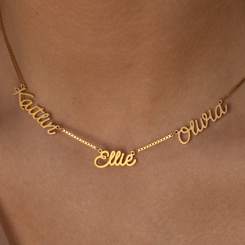 Multiple Name Necklace in Dainty Chain by Caitlyn Minimalist | Etsy