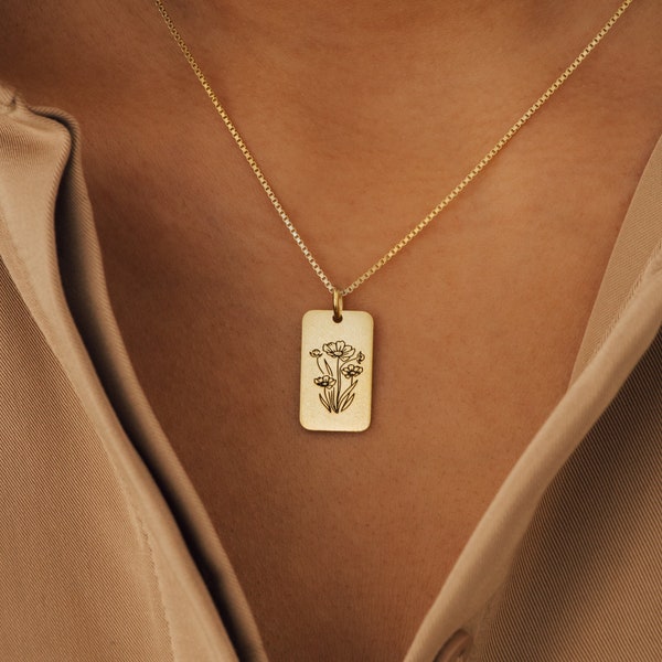 Birth Flower Necklace - Etsy