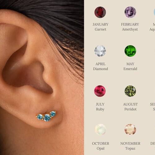 Custom Birthstone Huggie Earrings by Caitlyn Minimalist - Etsy
