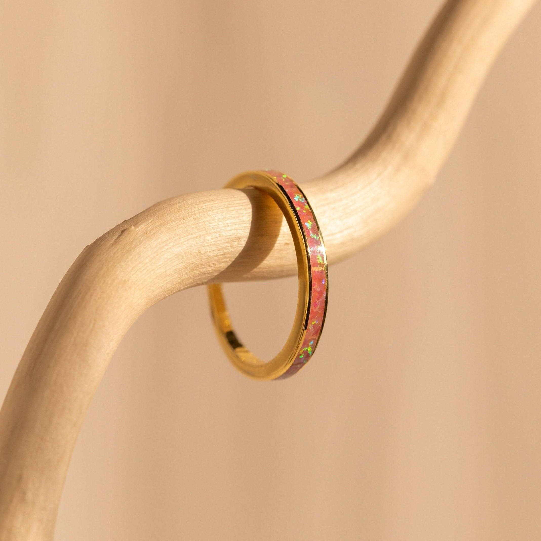 Dainty Opal Inlay Rings by Caitlyn Minimalist • Blue & Pink Opal Rings ...