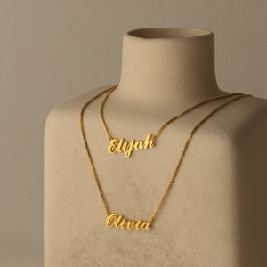 Two Layer Name Necklace in Box Chain by Caitlynminimalist • Custom ...