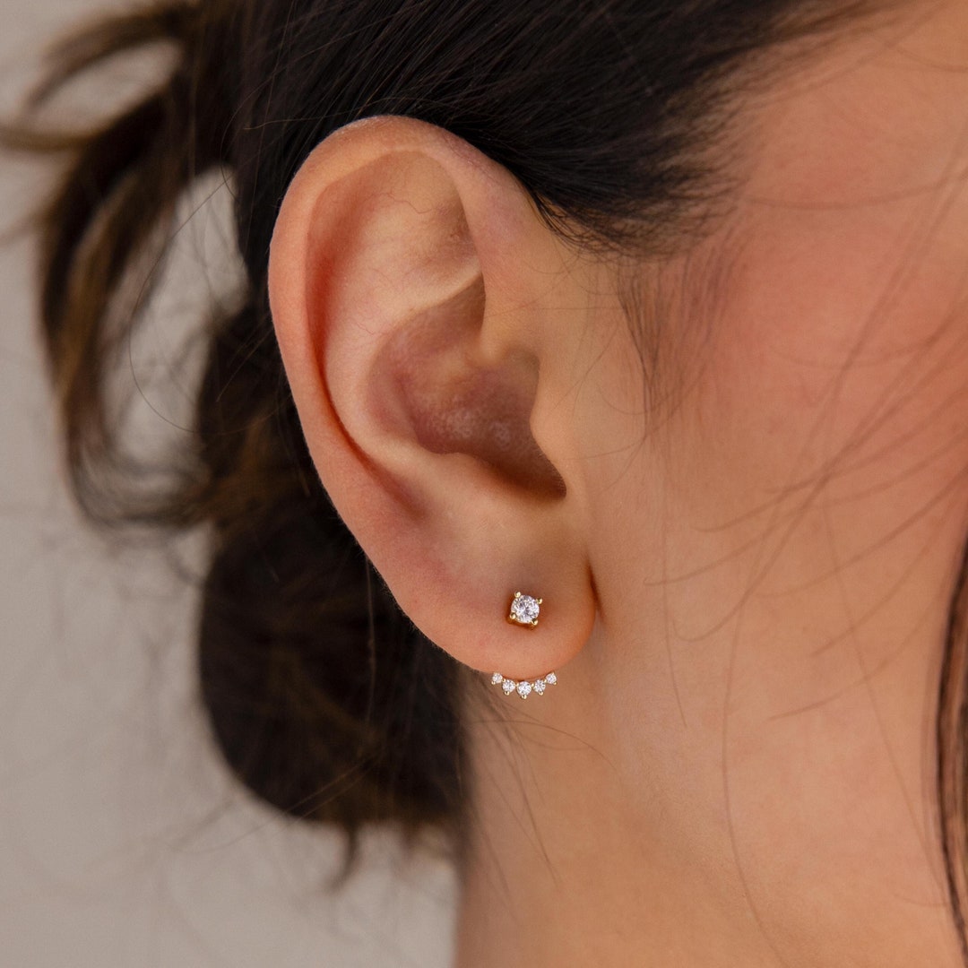 Diamond Ear Jacket Earrings by Caitlyn Minimalist • Dainty Front Back ...