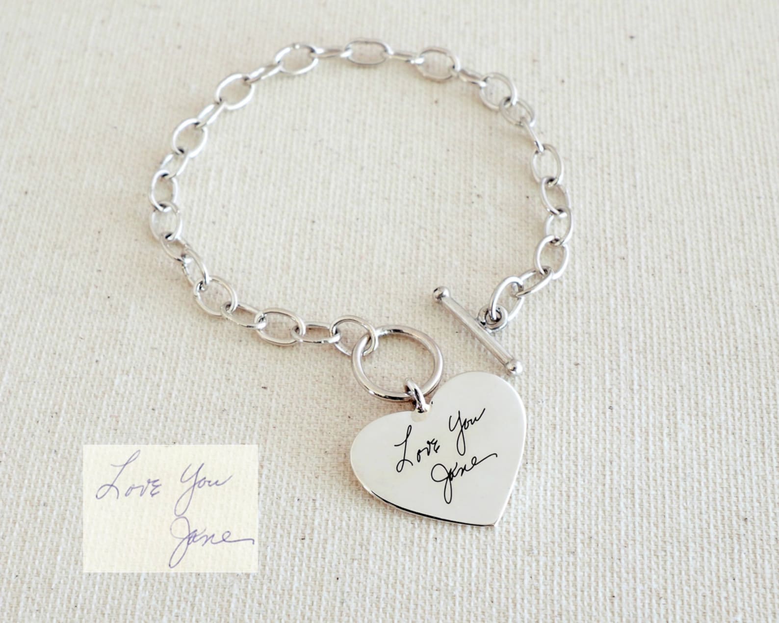 Custom Handwriting Jewelry Handwriting Charm Bracelet - Etsy