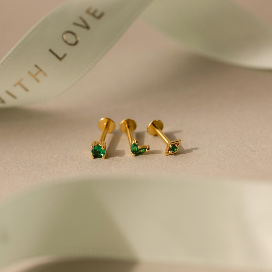 Dainty Emerald Earring Set by Caitlyn Minimalist • Green Birthstone ...