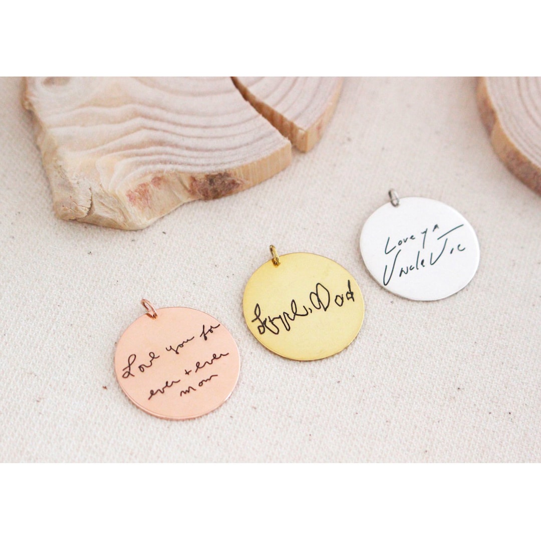 Actual Handwriting Charm • Custom Handwriting Disc • Personalized ...