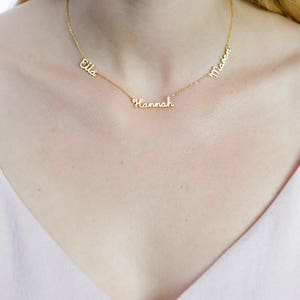 Dainty Triple Name Necklace • Children 3 Names Necklace • Custom Three ...