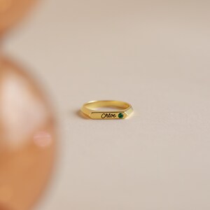 Engraved Bar Ring by Caitlyn Minimalist • Custom Signet Name Ring ...