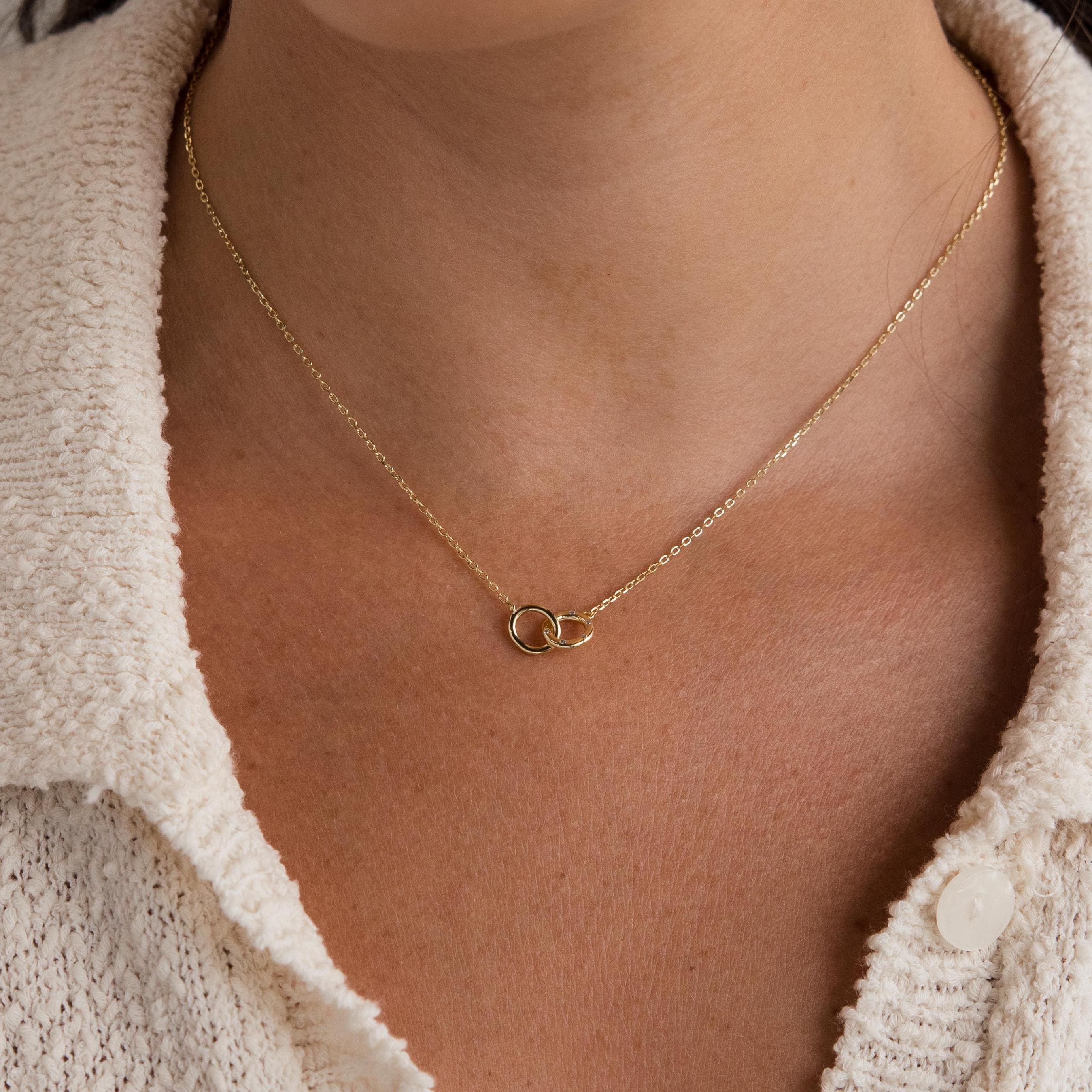 Interlocking Pave Circle Necklace by Caitlyn Minimalist • Diamond ...