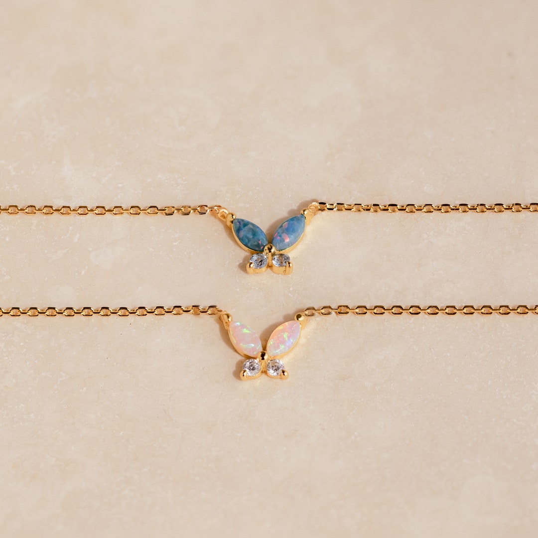 Opal Butterfly Necklace Set by Caitlyn Minimalist • Multi-color Opal ...