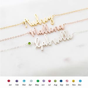 Custom Name Choker With Birthstone Everyday Name Necklace | Etsy