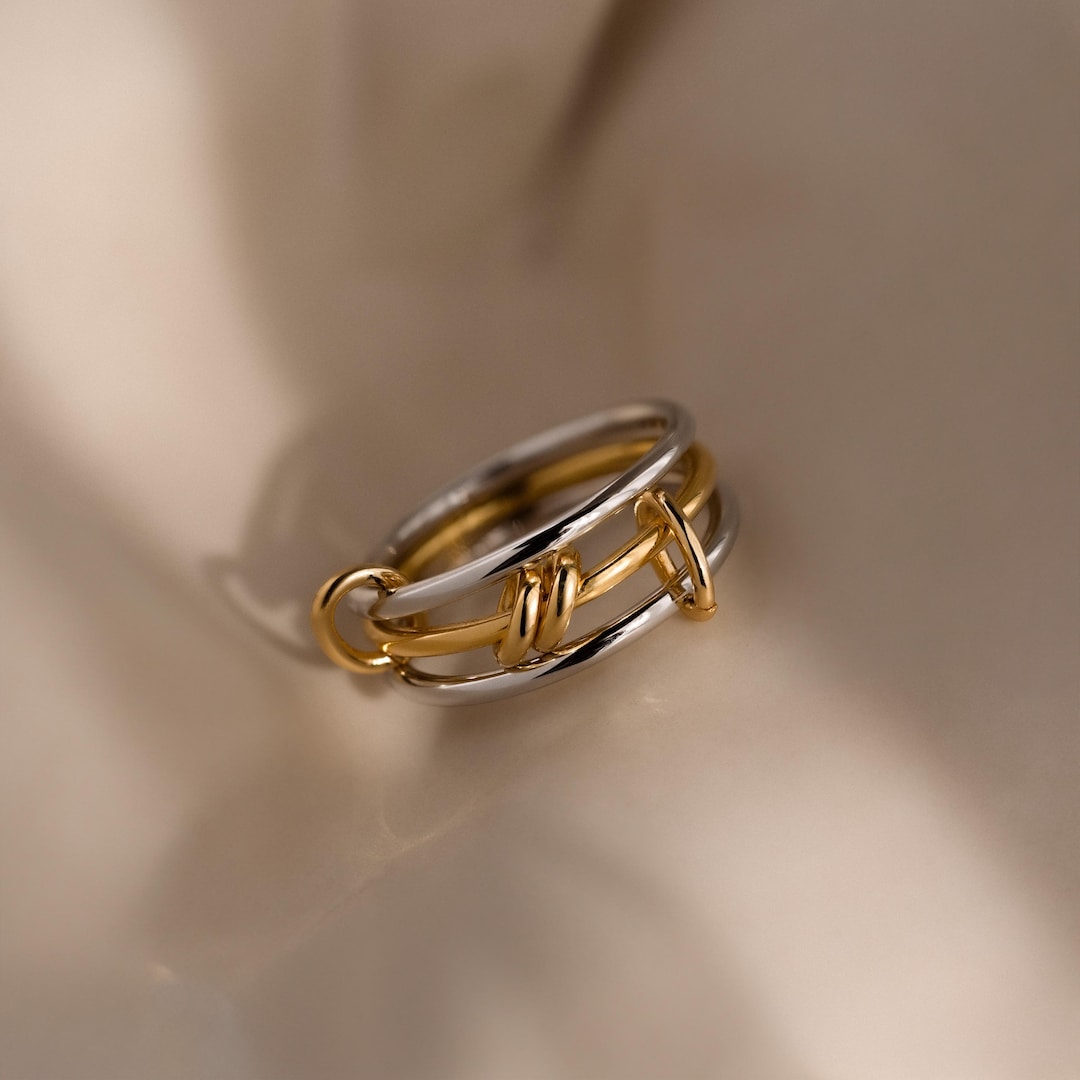 Trio Interlocking Rings by Caitlyn Minimalist • Triple Mixed Metal ...