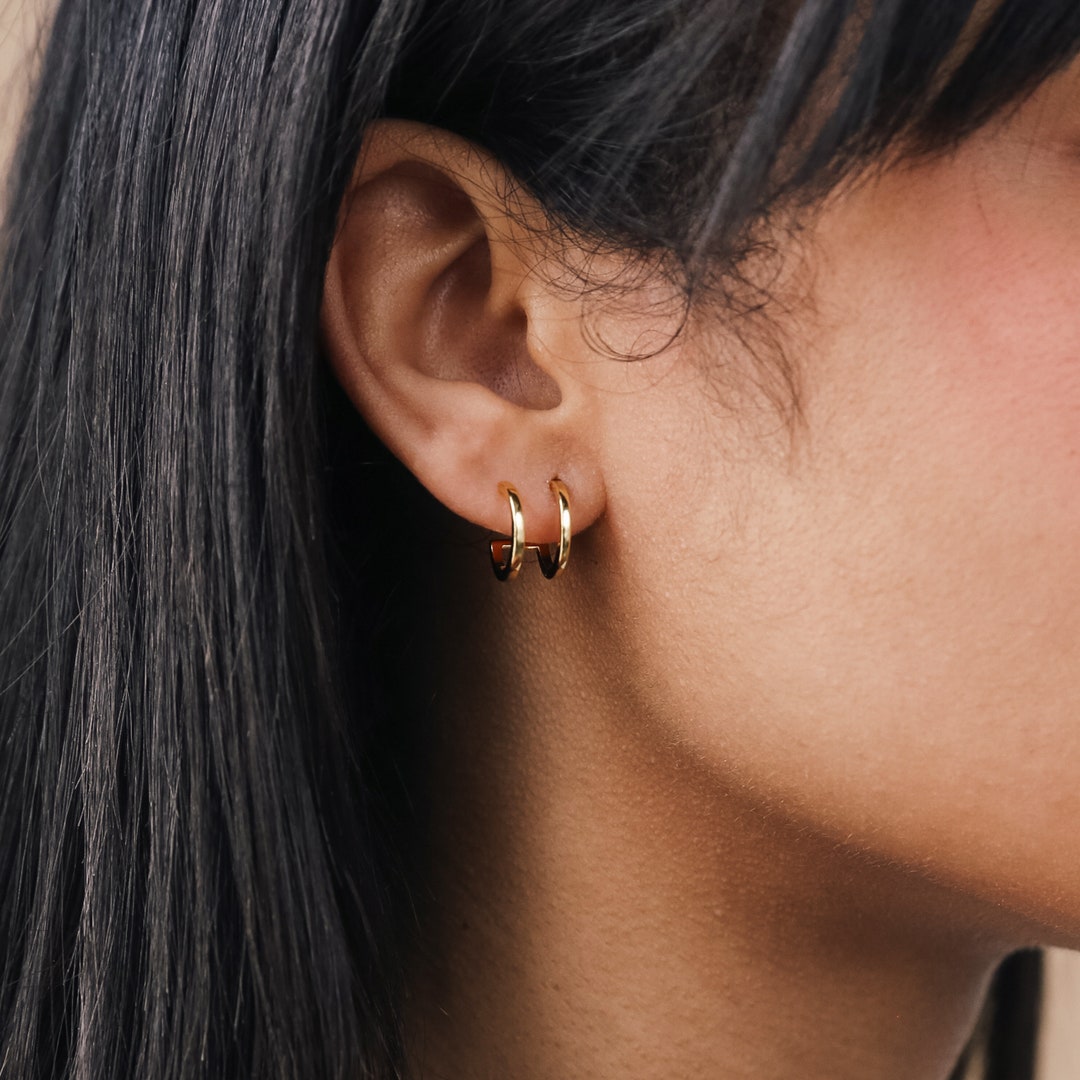 Twin Hoops • Duo Hoop Earrings in Gold by Caitlyn Minimalist • Modern ...