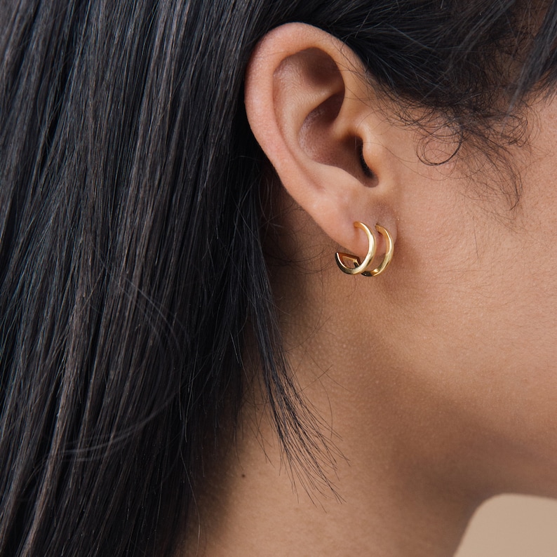 Twin Hoops • Duo Hoop Earrings in Gold by Caitlyn Minimalist ...