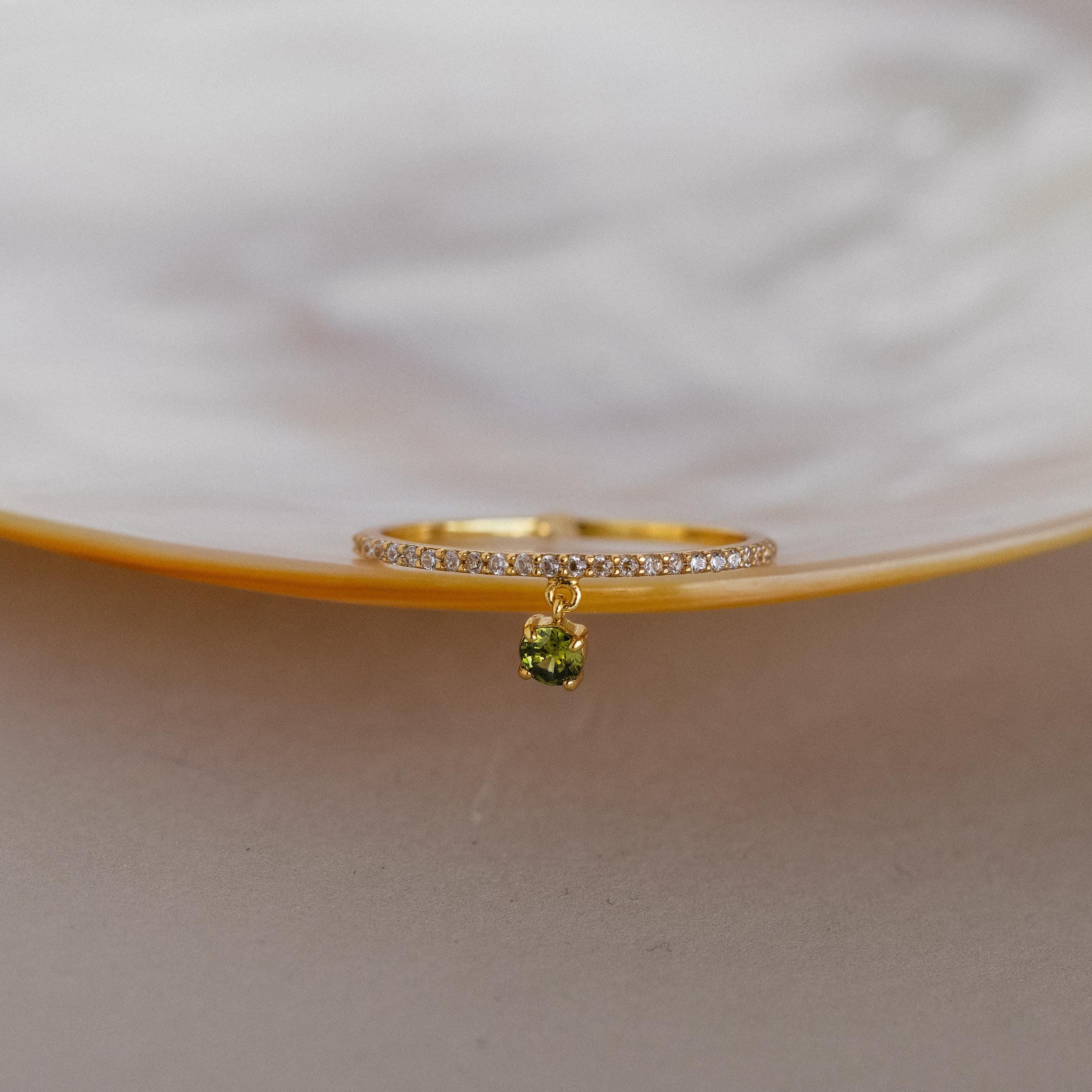 Pave Birthstone Drop Ring by Caitlyn Minimalist • Custom Diamond ...
