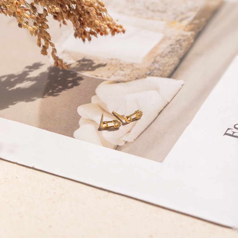 Tiny Safety Pin Stud Earrings by Caitlyn Minimalist Dainty - Etsy