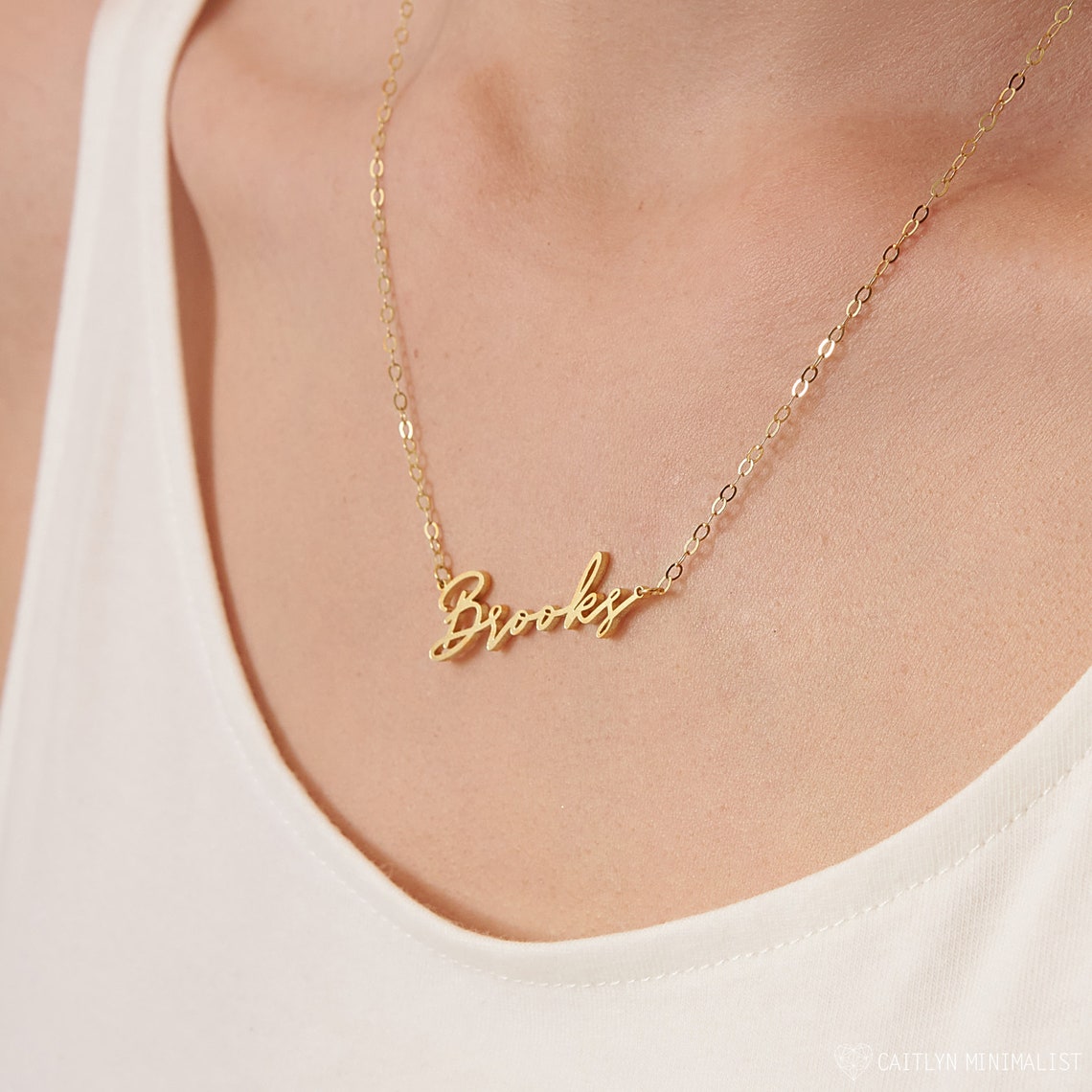 Dainty Script Name Necklace in Sterling Silver Gold and Rose | Etsy