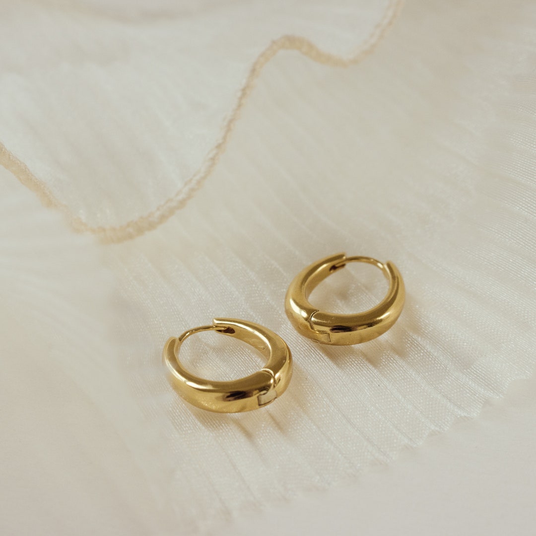 Bold Hinged Hoops • Chunky Gold Earrings • Elegant Hoops by Caitlyn ...
