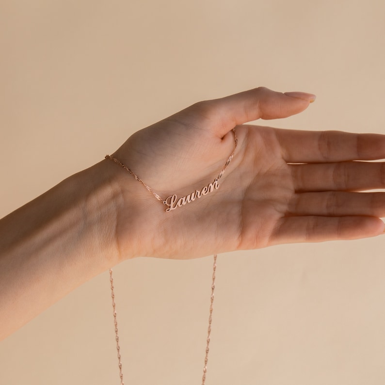 Custom Name Necklace by Caitlyn Minimalist Sparkle Twist - Etsy