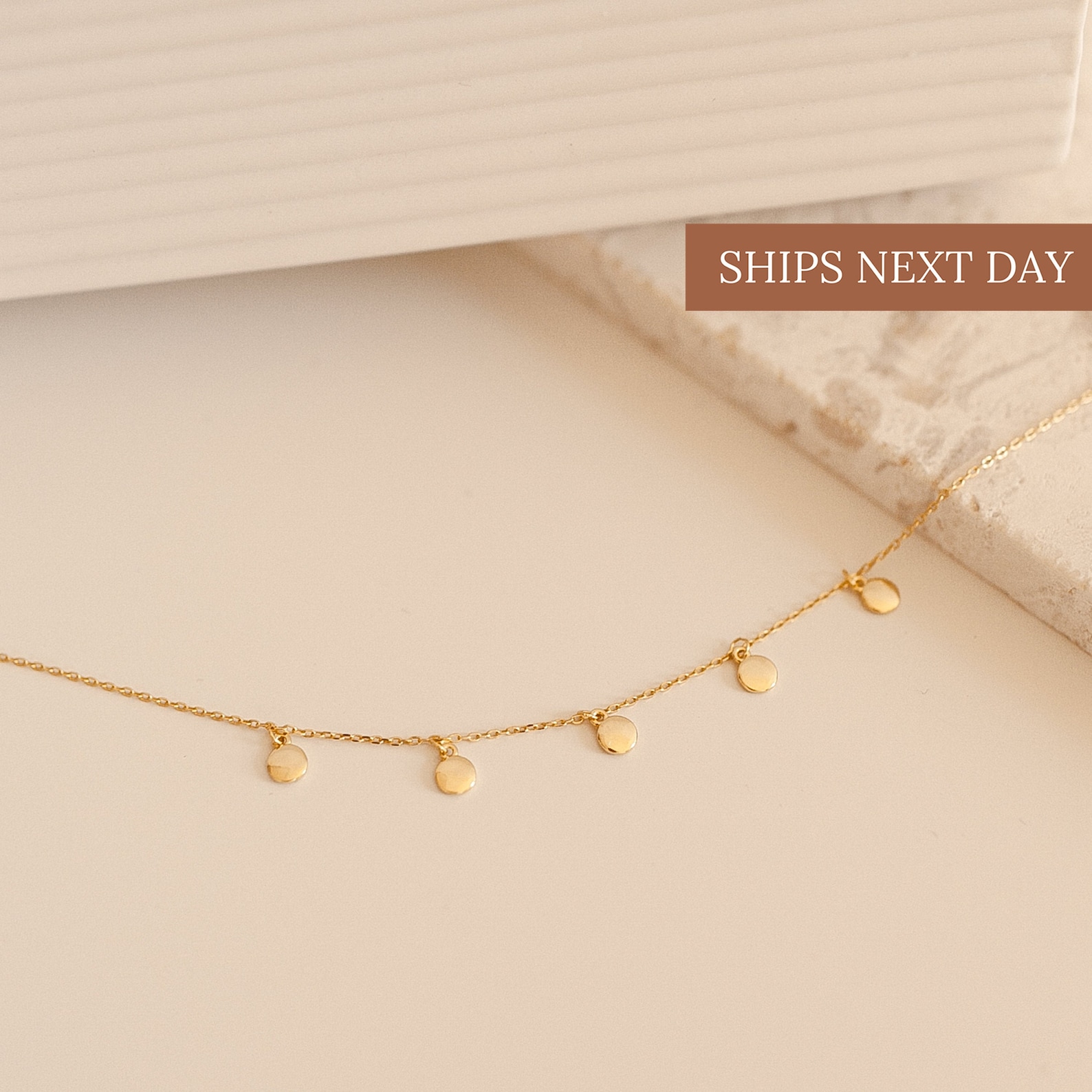 Dainty Coin Drop Necklace Mini Disc Necklace Dainty Boho - Etsy