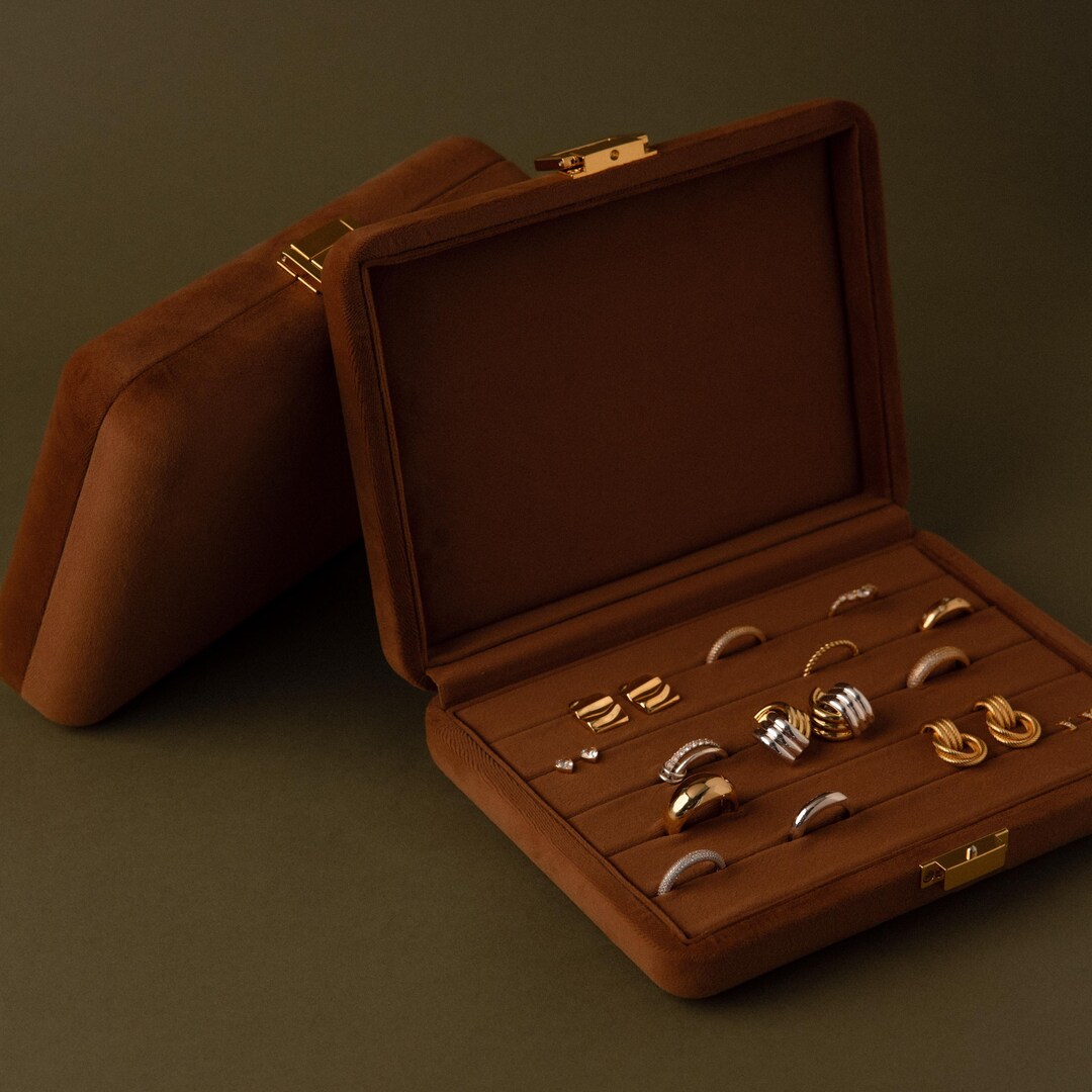 Rectangular Brown Jewelry Organizer by Caitlyn Minimalist • Large Ring ...