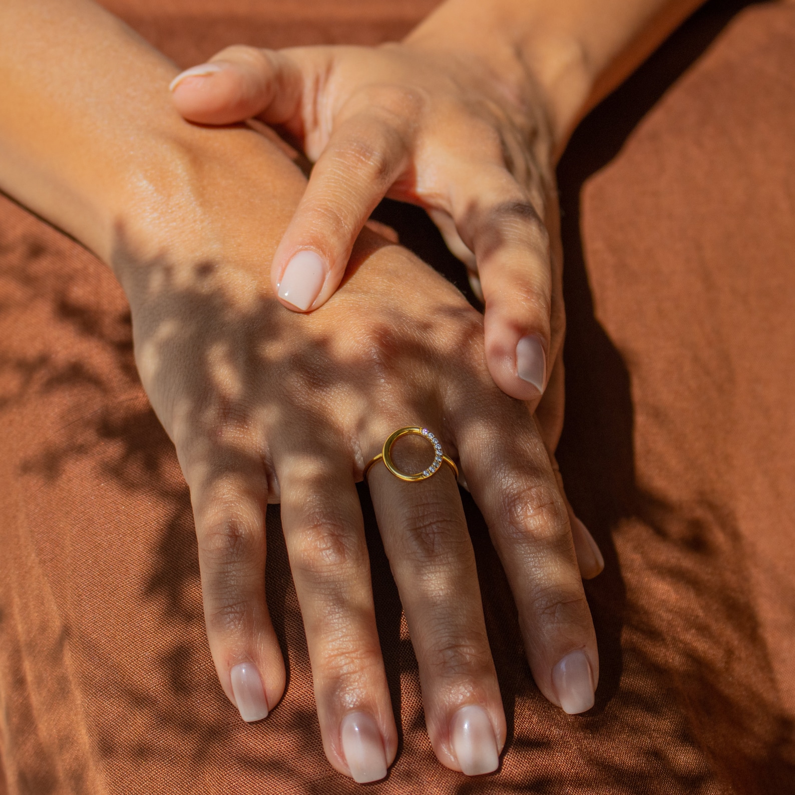 Pave Open Circle Ring by Caitlynminimalist Gold Karma Ring Geometric ...