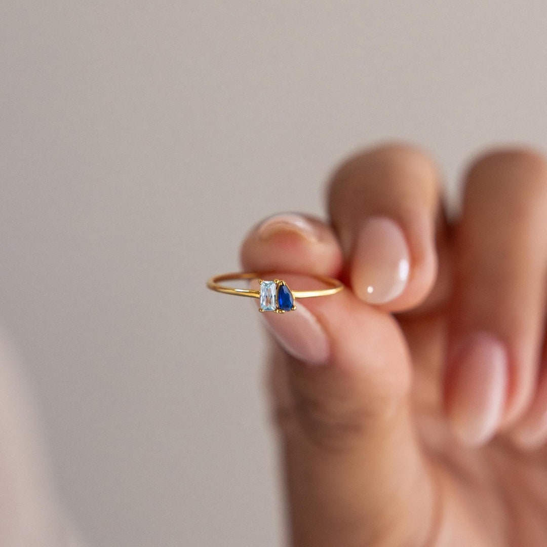 Mini Toi Et Moi Birthstone Ring by Caitlyn Minimalist • Custom Baguette ...