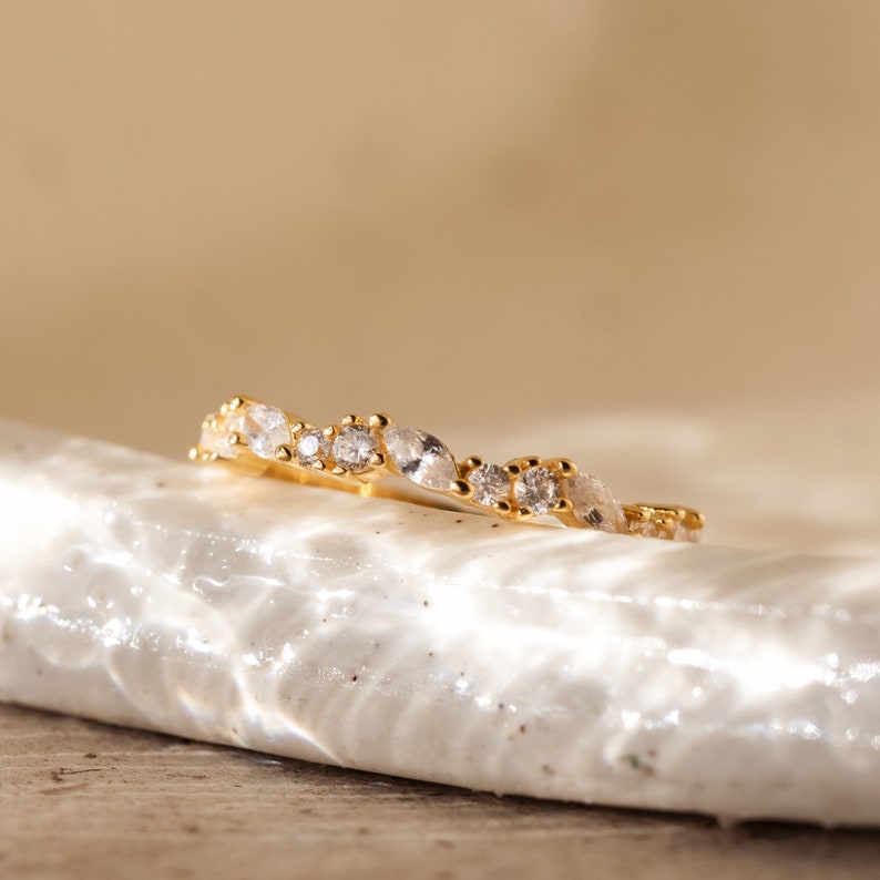 Thin Cluster Diamond Ring by Caitlyn Minimalist Dainty Gold - Etsy