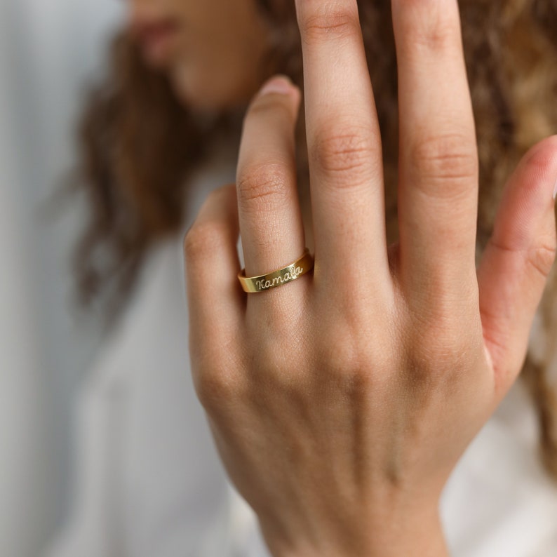 Thick Name Band • Custom Name Ring • Engraved Ring • Engraved Band Ring ...