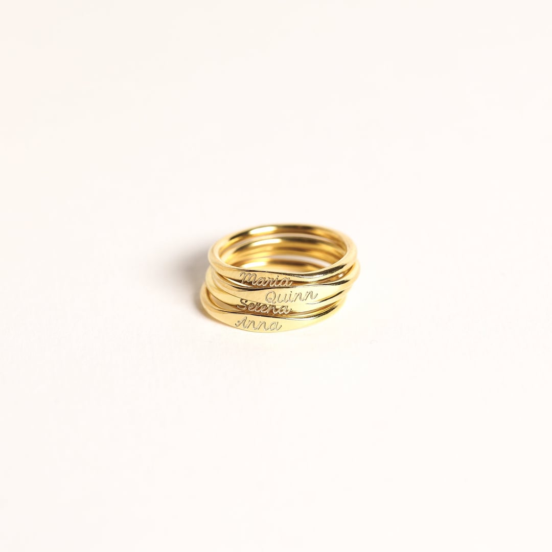 Stackable Name Ring in Gold, Silver, Rose • Custom Name Ring by ...
