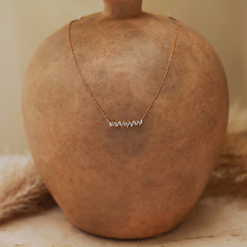 Scatter Baguette Diamond Necklace by Caitlyn Minimalist - Etsy